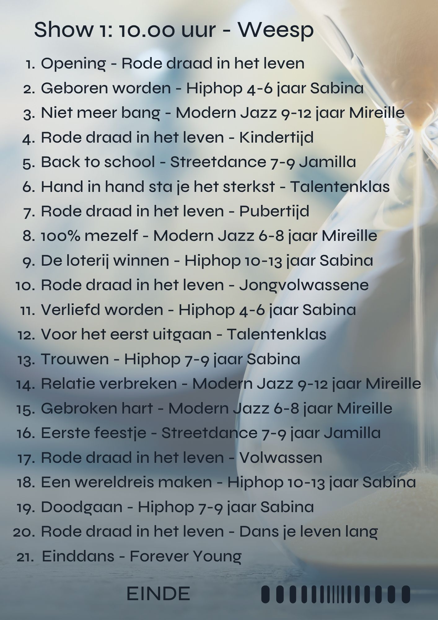 Programma Eindshows 2025 - Dansstudio Van Harten